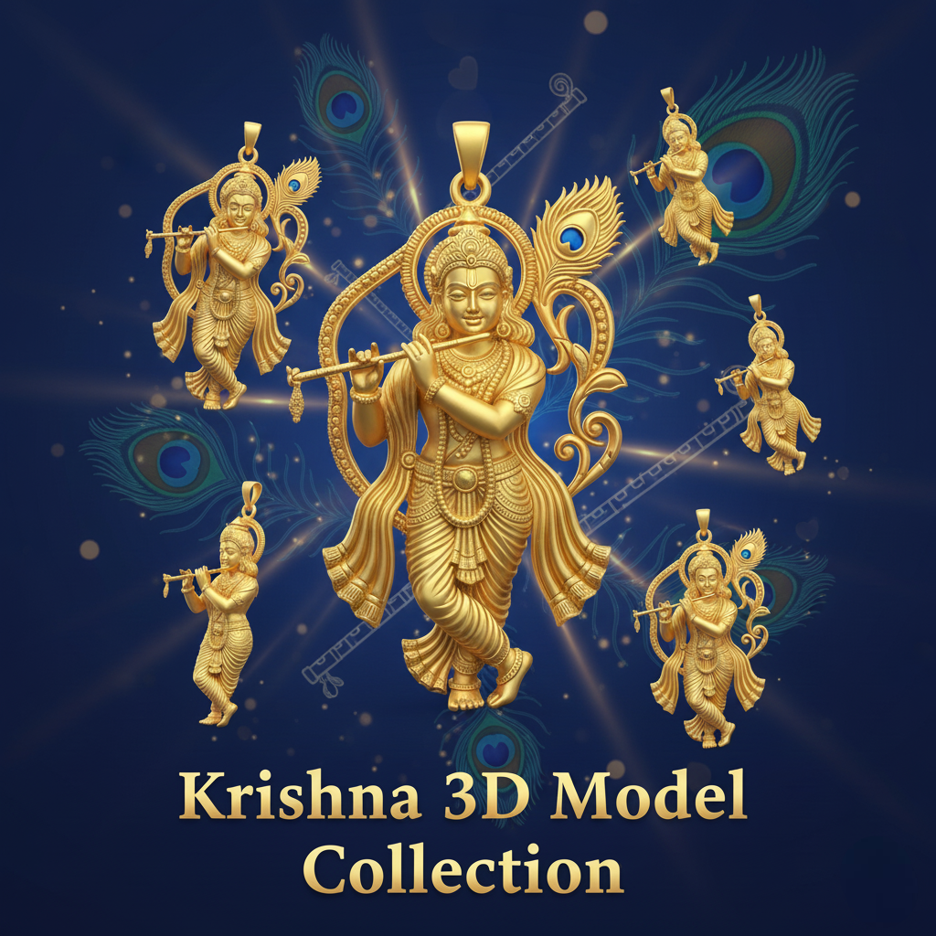 Krishna 3D Model Collection | Divine CAD Jewelry Designs & STL Files