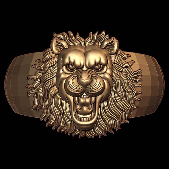 Angry Lion Face Ring 3D Model