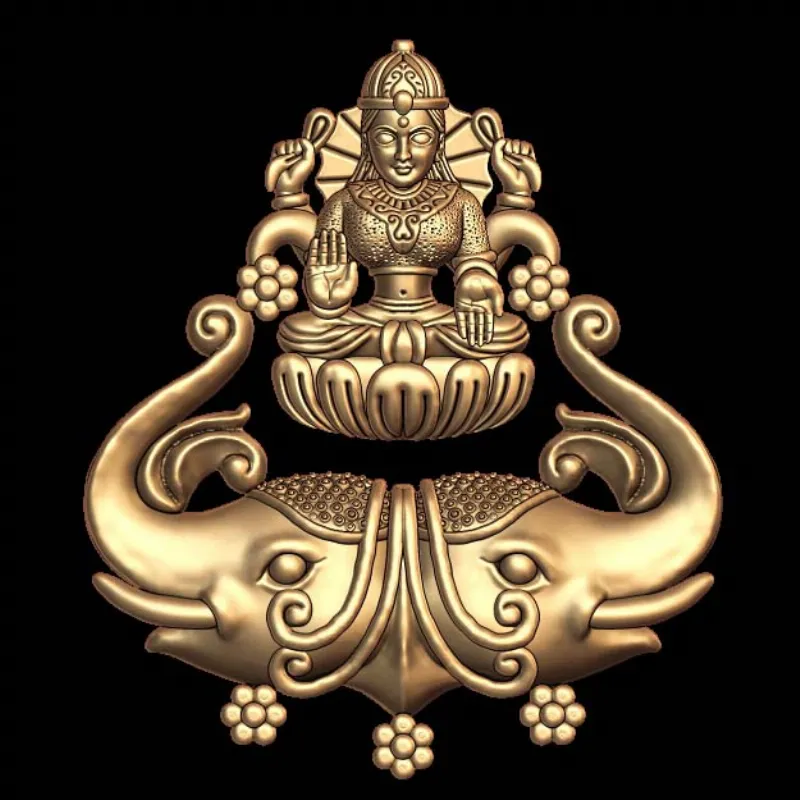 Gajalaxmi Devi 3D Model - Exquisite Pendant for Printing