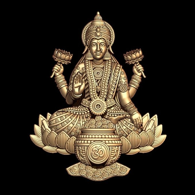 Lakshmi Maa sitting On Lotus 3D Model STL File