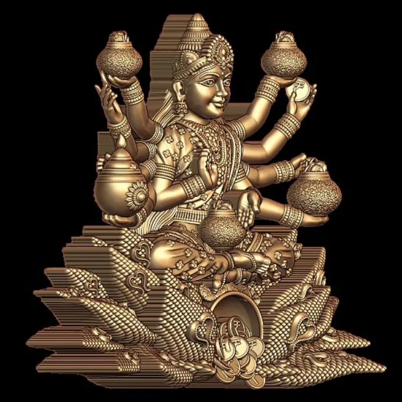 Lakshmi Ten Hands 3D Model for Jewelry - Intricate Goddess Design