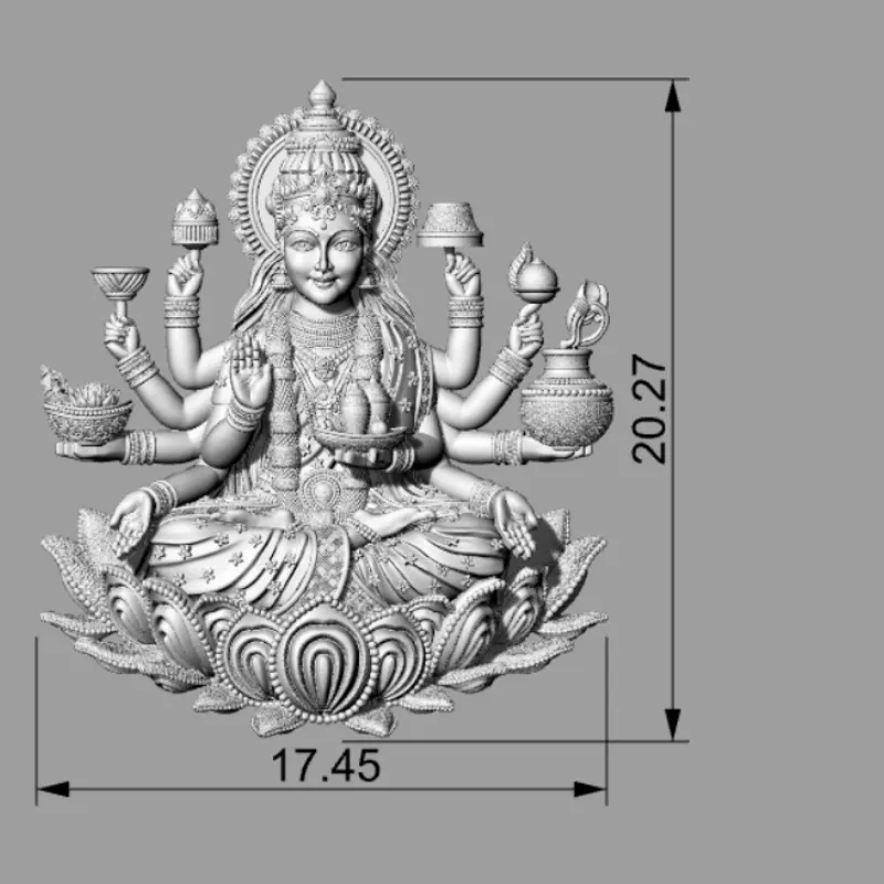 Divine Laxmi 3D Model STL Download - Exquisite Pendant