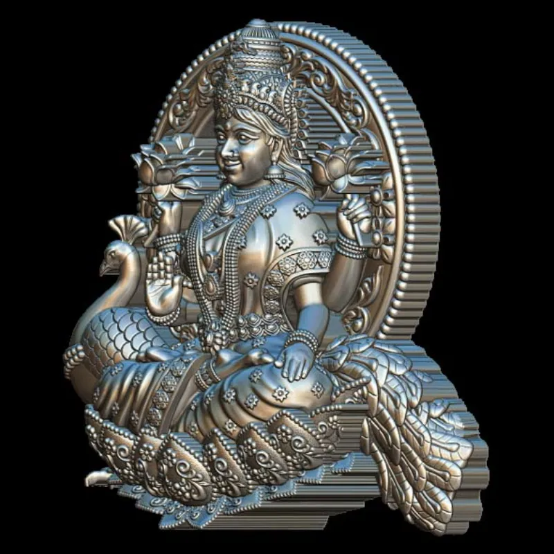 Exquisite Laxmi with Peacock 3D Model STL File - Divine Artistry at Its ...